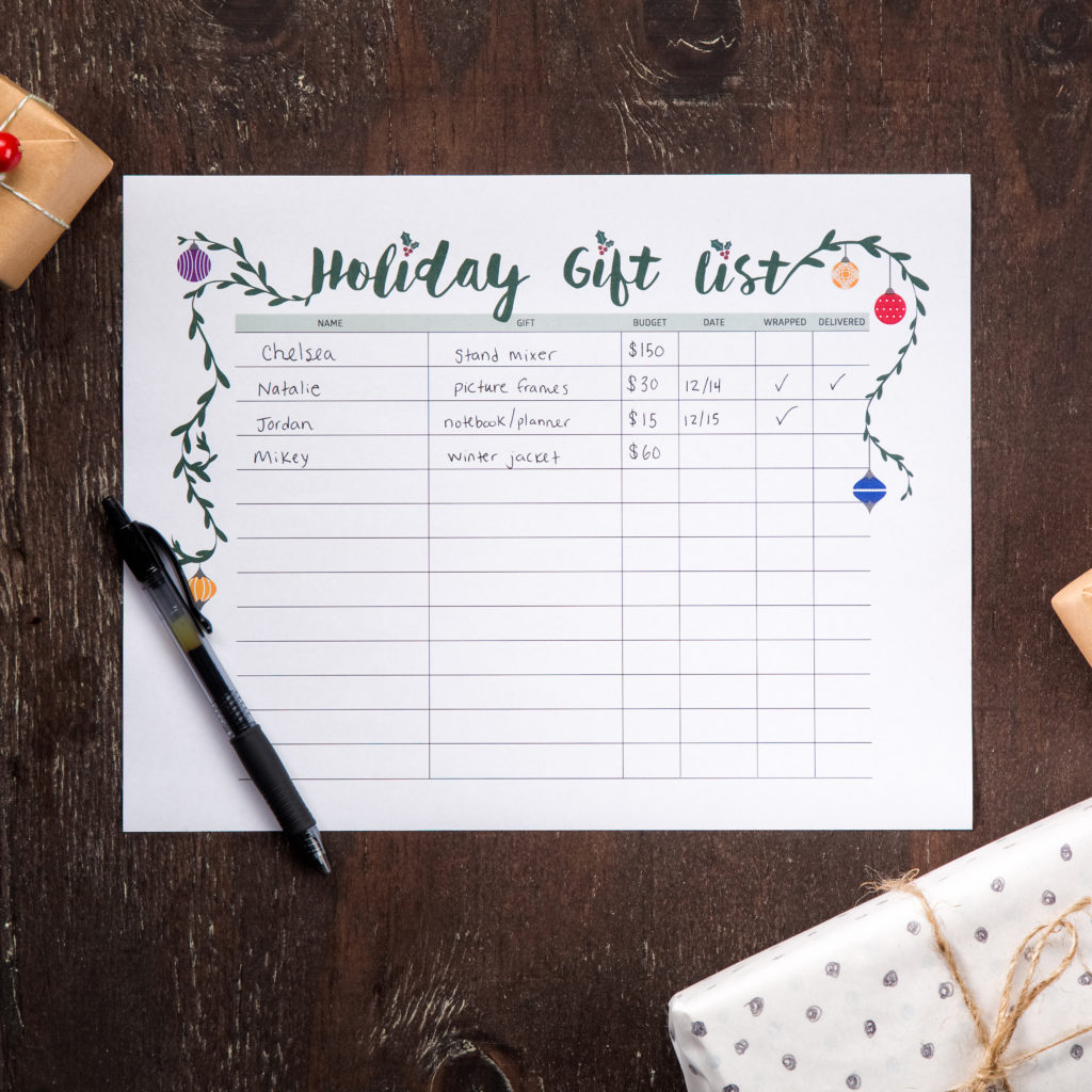Holiday List Printable | ReminderMedia
