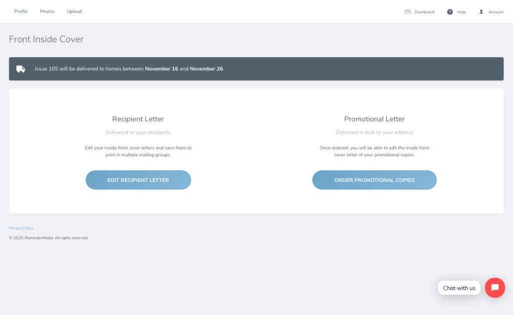 How To Select Your Front Inside Cover - ReminderMedia