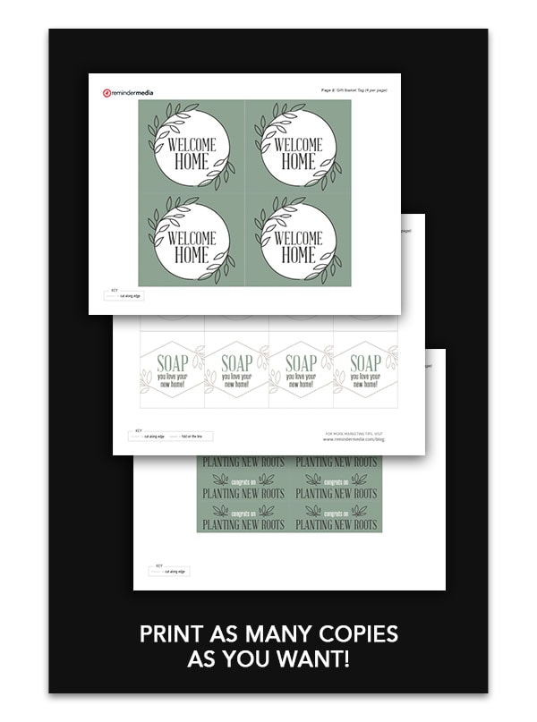 Premium Home Closing Gift Basket Labels | ReminderMedia